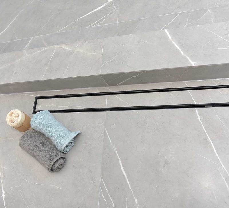 Matte Black Linear Shower Drain with Tile Insert | SereneDrains – A2Z Home