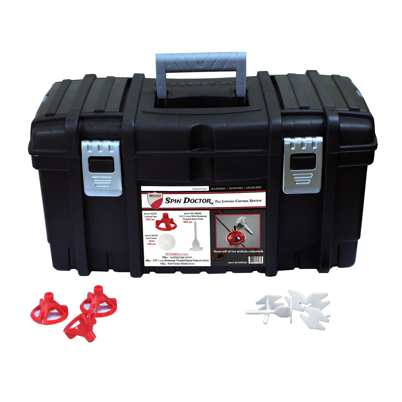 Spin Doctor PRO Tile Leveling System 200 Caps, 500 Bases, 100 Shields ...